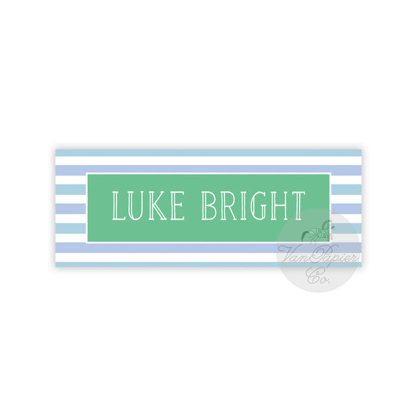 Blue and Green Striped Labels - Van Papier Co.